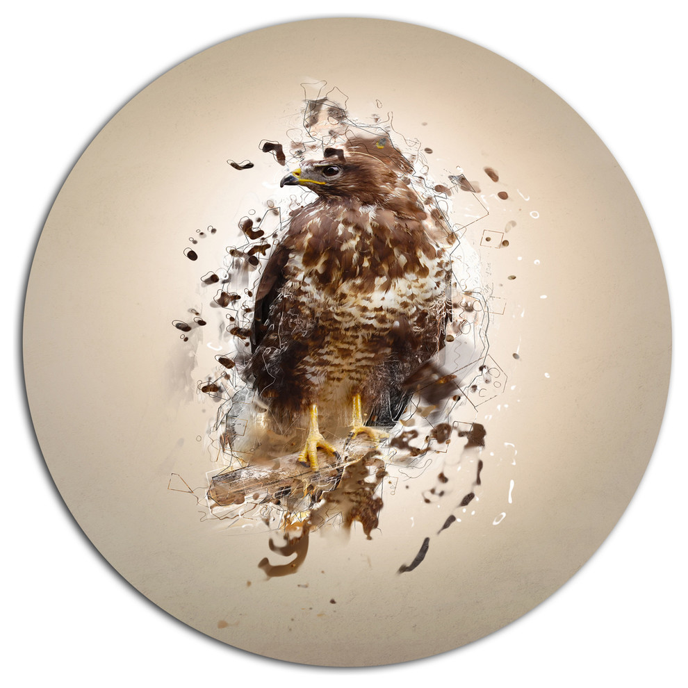 Abstract Falcon On Branch, Animal Round Wall Art, Disc of 23 inch ...