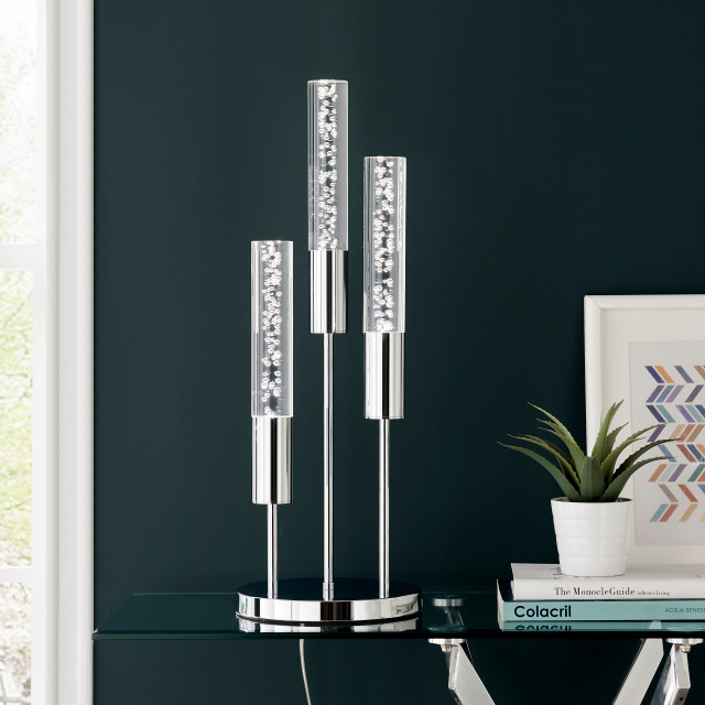Chrome Integrated LED 3 Lights Table Lamp with Acrylic Tubes - Modern ...