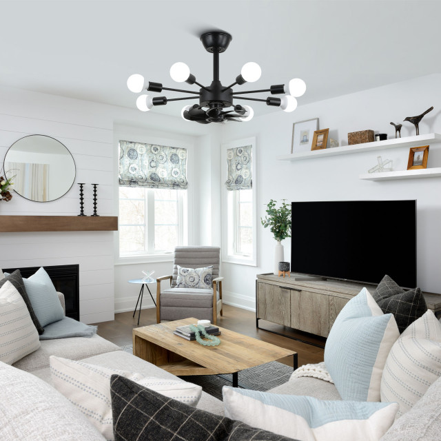 Oaks Aura Modern Dimmable 8-Light Sputnik Sphere Ceiling Fan with ...