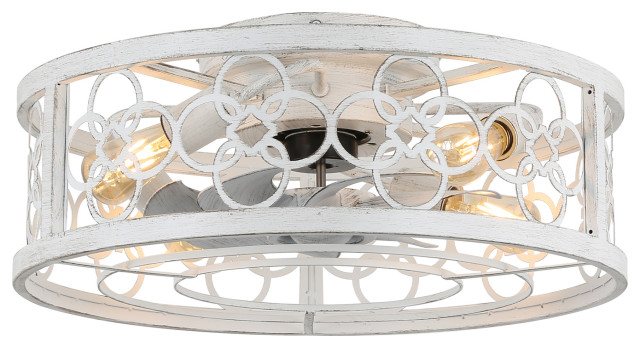 Low Profile Caged Ceiling Fan bladeless Reversible Flush Mount Ceiling ...