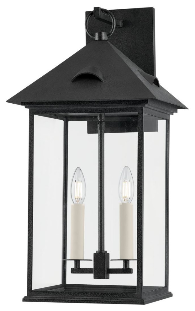 Corning Exterior Wall Sconce, Forged Iron - Transitional - Outdoor Wall ...
