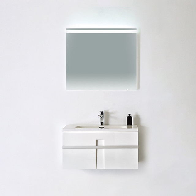 Mino White Wall Mounted Modern Single Bathroom Vanity, 36" - Modern ...