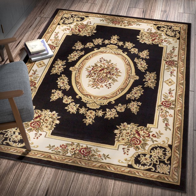 Well Woven Timeless Black Area Rug, 6'7"x9'3" - Victorian - Area Rugs ...
