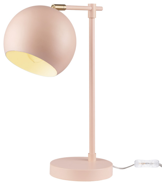 Hannah 18" Matte Pink Desk Lamp with Brass Pivot Joint - Contemporary ...