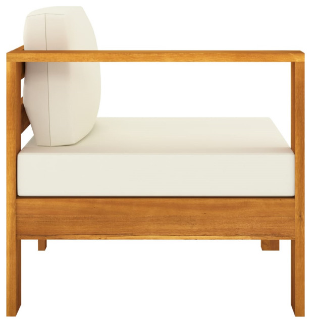 Vidaxl Middle Sofa With 1 Armrest Cream White Solid Acacia Wood ...