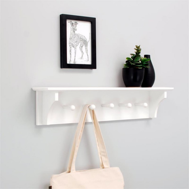 kieragrace KG Traditional Foster Wall Shelf with 5 Pegs White ...