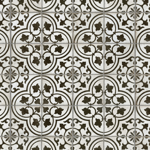 Kings Ornate Nero Ceramic Floor and Wall Tile - Contemporary - Wall And ...
