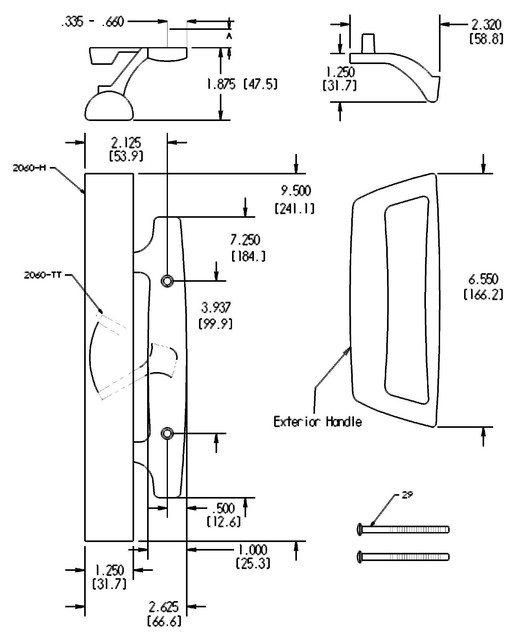 Bali Nai Sliding Door Handle Set, Keyed, Left Hand, Wood Pull, 1-1/2 ...