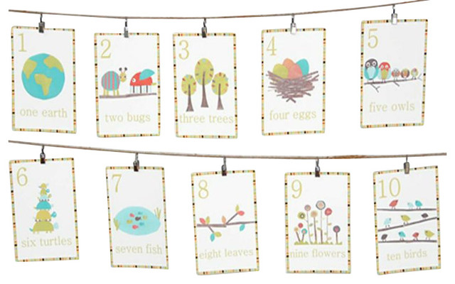 Nature Themed Number, Set of 10 Counting Children's 5x7 Wall Cards ...
