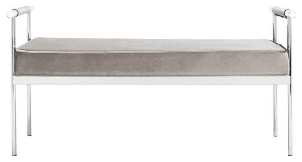 Michelle Long Rectangle Bench With Arms Hazelwood/Chrome - Modern ...