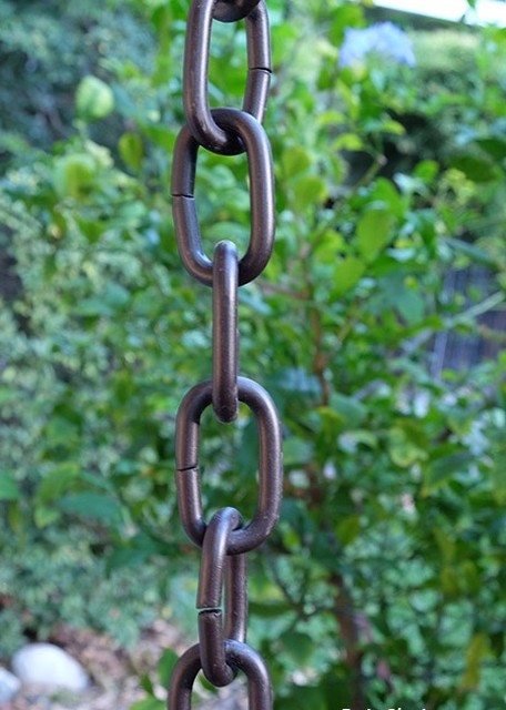 Bronze Large Aluminum Link Rain Chain With Installation Kit, 12 Foot ...