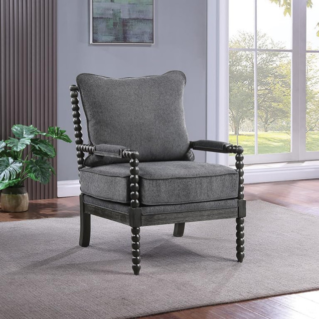 Traditional Accent Chair, Spindle Wooden Frame & Cushioned Arms ...