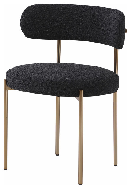 Dobby Boucle Fabric Dining Chair With Gold Legs, Set of 2 - Midcentury ...