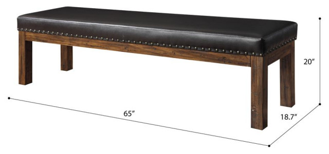 Upholstered Bench with Upholstered Faux Leather Seat And Nailhead Trim ...