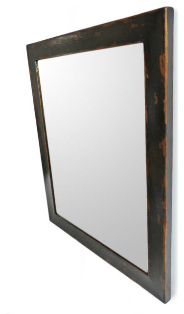 Consigned Vintage Distressed Black Wood Mirror - Rustic - Wall Mirrors ...