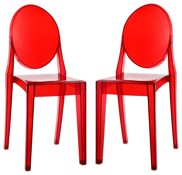 Modern Red Casper Dining Chairs Set of 2, 15"Lx13"Wx36"H - Contemporary ...