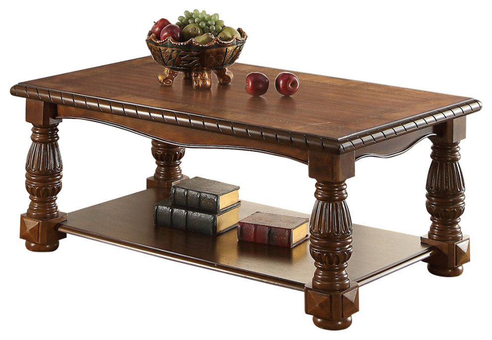 Wooden Brown Coffee Table - Traditional - Coffee Tables - by Simple ...