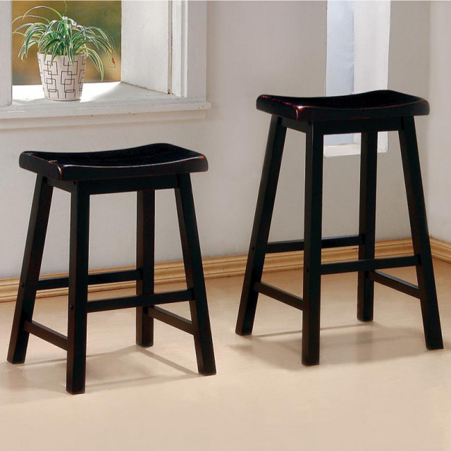 Coaster 24 Wooden Bar Stool in Black (Set of 2) - Traditional - Bar ...