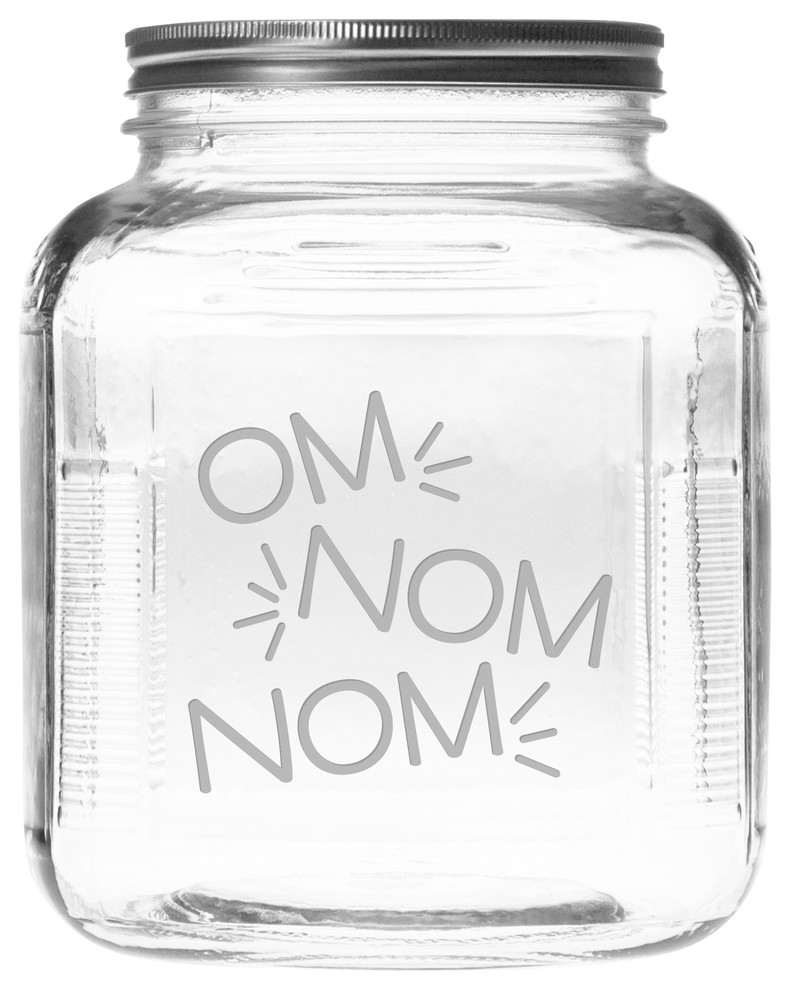 "Om Nom Nom" Gallon Treat Jar - Contemporary - Food Storage Containers ...