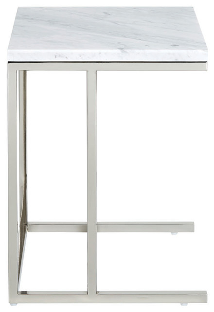 Palliser Furniture, Julien Chairside Table, Chrome Base, White Marble ...