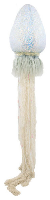 December Diamonds Ocean Mist Light Blue Sequin/Fur Jellyfish Decor 51In ...