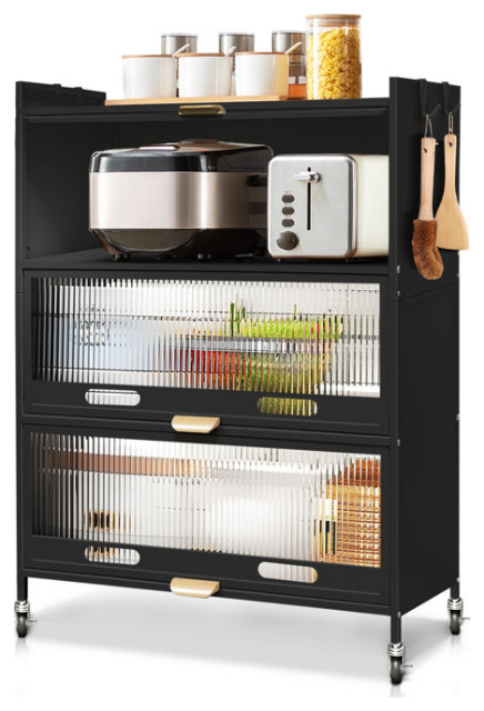 Mega Casa Steel 3-Door Accent Cabinet - Black - Transitional - Accent ...