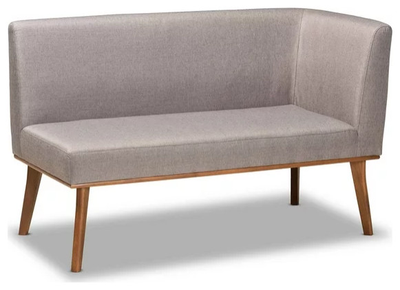 Retro Grey Fabric Upholstered Dining Corner Sofa Bench with Walnut ...