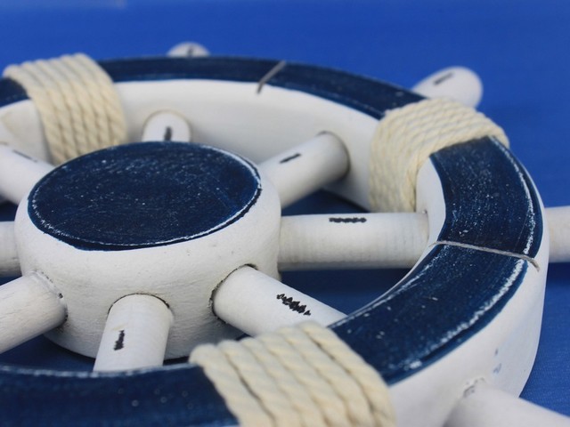 Rustic Ship Wheel, Ship Wheel Decoration, All Light Blue, 12" - Beach ...