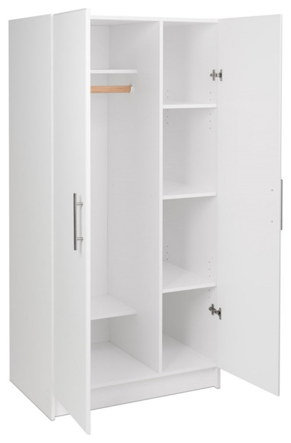 Prepac Elite White Engineered Wood Wardrobe Cabinet with Storage ...