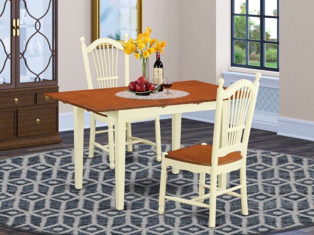 3 Pc Dinette Set -Dining Table And 2 Kitchen Dining Chairs, Buttermilk ...