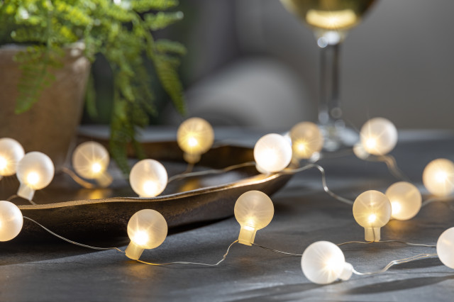 30 Count Battery Operated White Frosted Glass Bubble Light String ...