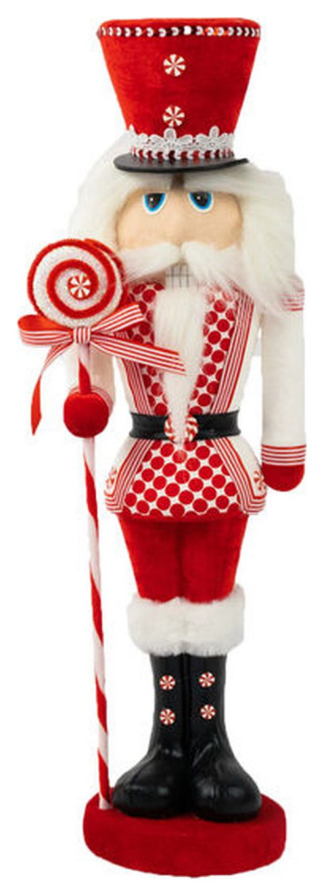 December Diamonds Candy Cane Lace 24 Nutcracker With Peppermint Staff
