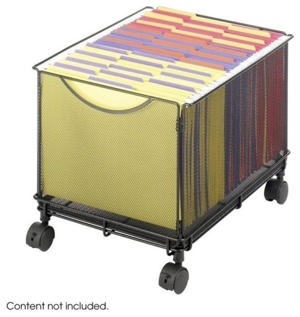 Scranton & Co Mesh Rolling File Cube in Black - Contemporary - Filing ...