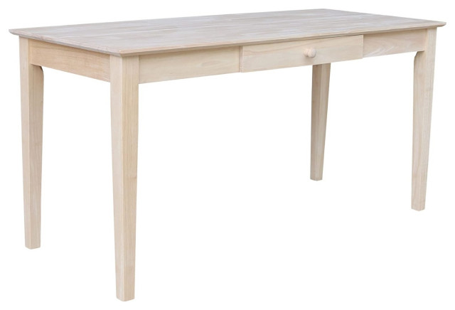 Elegant Unfinished Desk with Storage Drawer, Tapered Legs, and ...