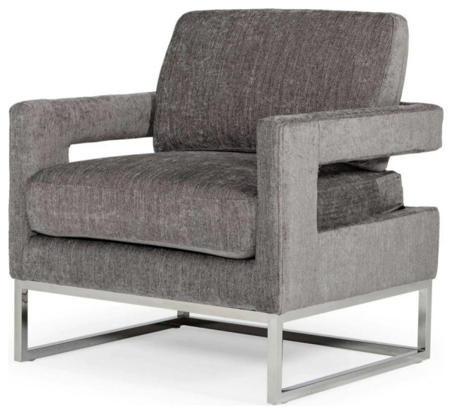 Tina Modern Dark Gray Fabric Accent Chair - Contemporary - Armchairs ...