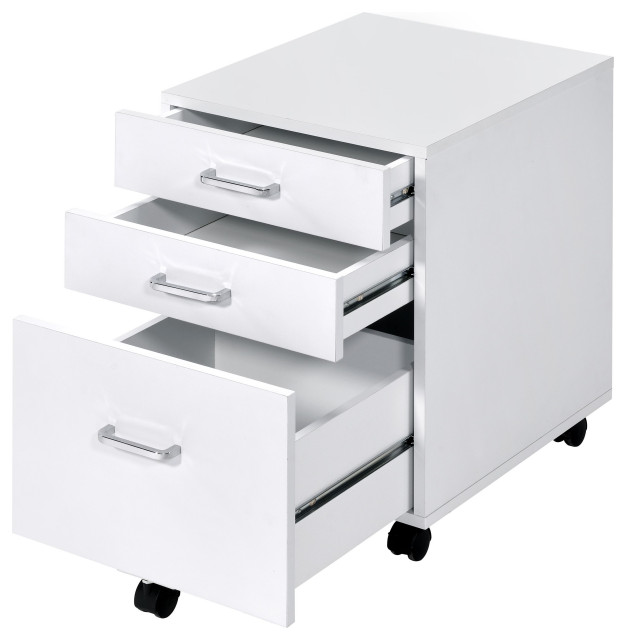 Tennos Cabinet in White & Chrome Finish - Contemporary - Filing ...