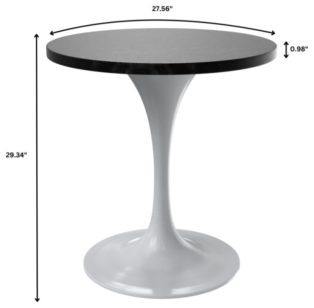 Verve 27 Round Dining Table, White Base with Black MDF Top ...