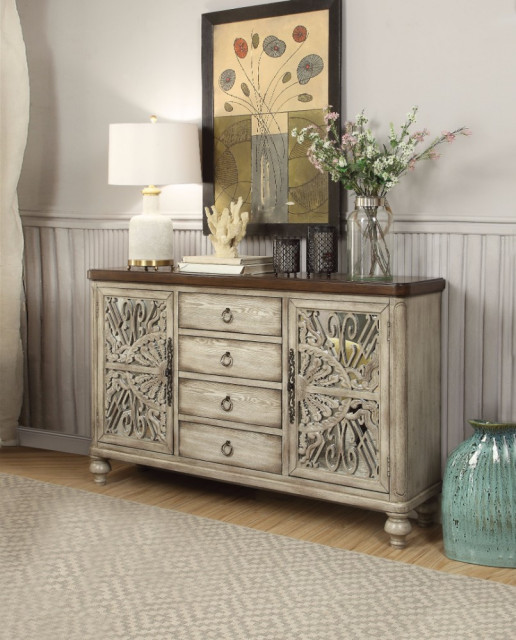 Vermont Console Table 2 Doors And 4 Drawers, Antique White ...