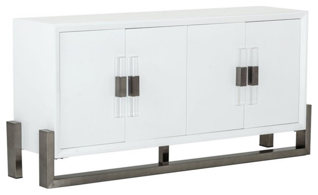 Modrest Lenny Modern MDF Wood & Stainless Steel Buffet in High Gloss ...