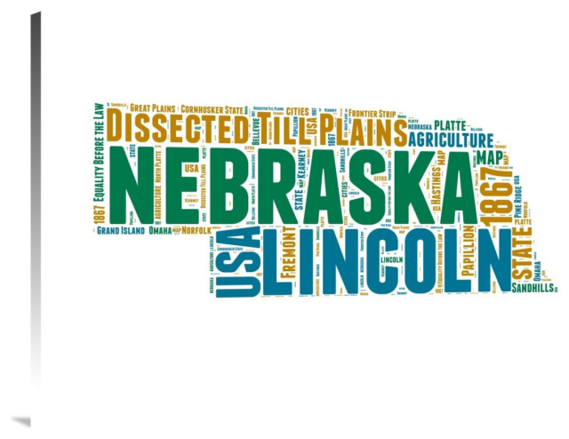 "Nebraska Word Cloud Map" Fine Art Print, 48" x 36" - Modern - Prints ...