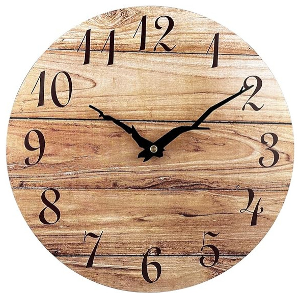 Small Wall Clock, 10" Frameless Wooden Wall Clocks - Rustic - Wall ...