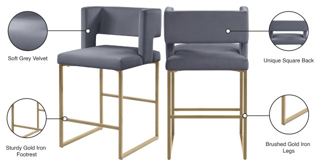 Caleb Upholstered Counter Stool, Set of 2 - Contemporary - Bar Stools ...