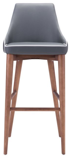 Modern Bar Stool, Long Tapered Legs With Cushioned Seat & Curved Back ...