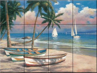 Tile Mural, Time To Sail, Tc by T.C. Chiu - Tropical - Tile Murals - by ...