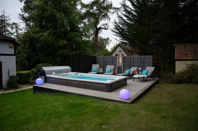 Outdoor Kitchen Swim Spa And Pergola Project Modern Garden Essex By London Essex Outdoor