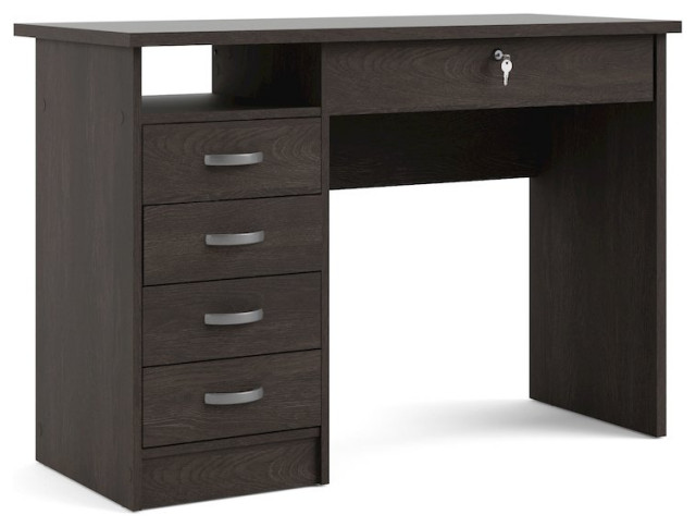 Walden Desk with 5 Drawers, Dark Chocolate - Transitional - Desks And ...