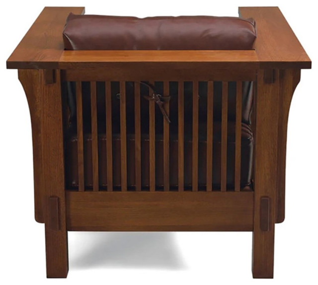 Crafters and Weavers Arts and Crafts Leather Arm Chair in Chestnut ...