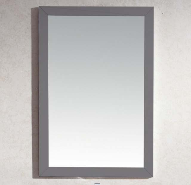 Fully Framed 24" Maple Grey Mirror, 24.02" - Transitional - Bathroom ...