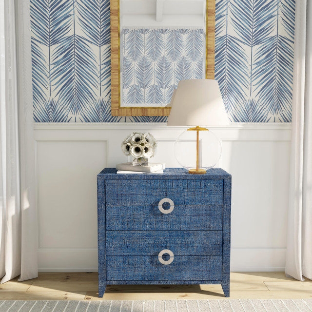 Amelle 4-Drawer Blue Raffia Accent Chest - Contemporary - Accent Chests ...