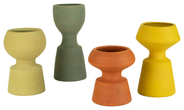 Set of Four Clay Vases - One Each Color - Contemporary - Vases - by ...